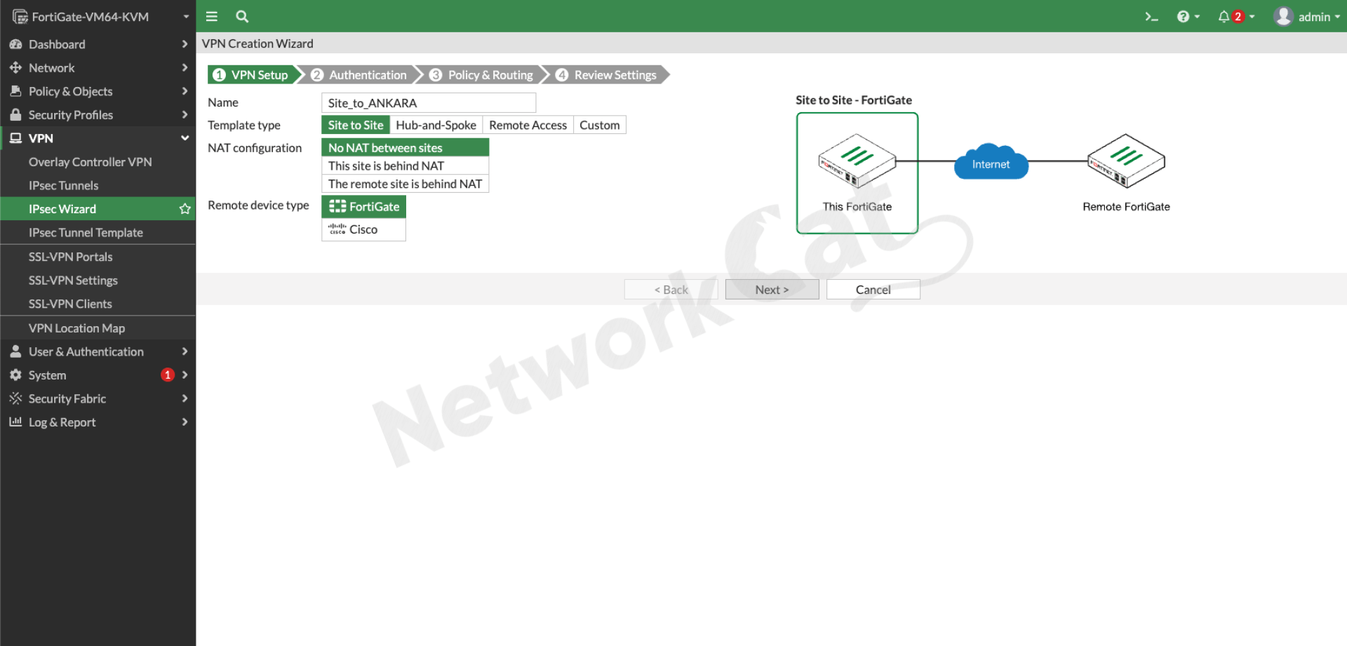 Fortigate IPSEC Kurulumu | NetworkCat.Net - Öğrenmek ve Öğretmek